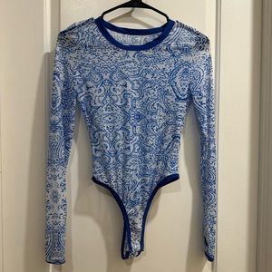 Other | Transparent Mesh Blue Two Piece Bodysuit Set | Poshmark